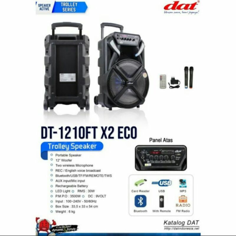 Jual Speaker Portable DAT DT 1210FT X2 ECO 12 INCH WOOFER ORIGINAL ...