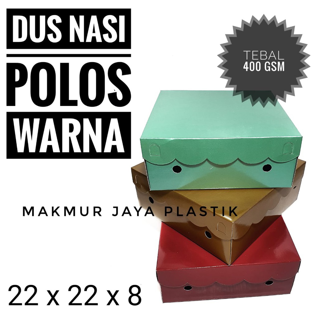 Jual BOX NASI KOTAK DUS 22 X 22 POLOS WARNA BAHAN TEBAL 400 GSM ...
