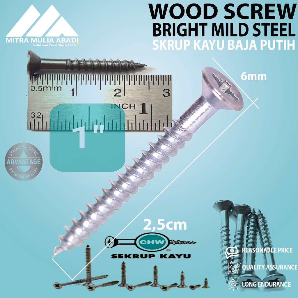 Jual Sekrup Kayu CHW 1 inch x 6 / Skrup Wood Screw (A165) | Shopee Indonesia