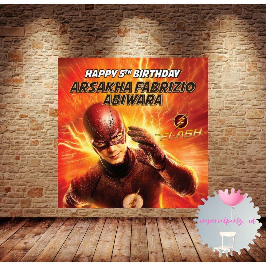 Jual Custom Backdrop Banner Spanduk Happy Birthday Superhero The Flash ...