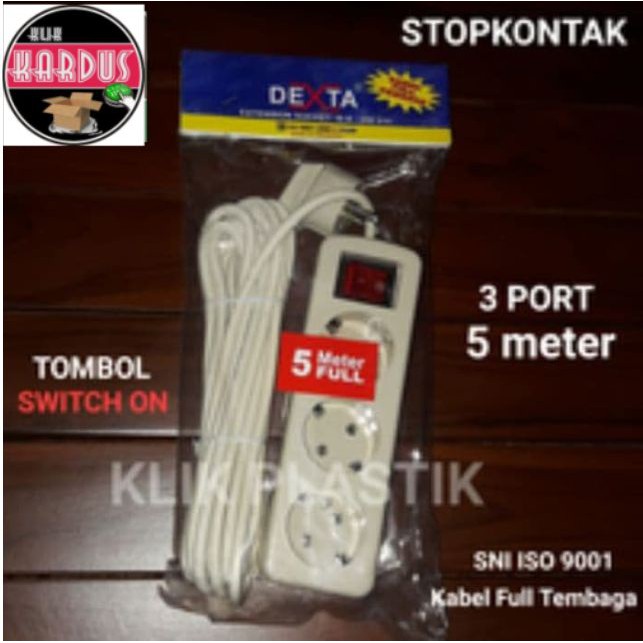 Jual STOP KONTAK 3 PORT 5 METER SWITCH /STOPKONTAK COLOKAN LISTRIK ...