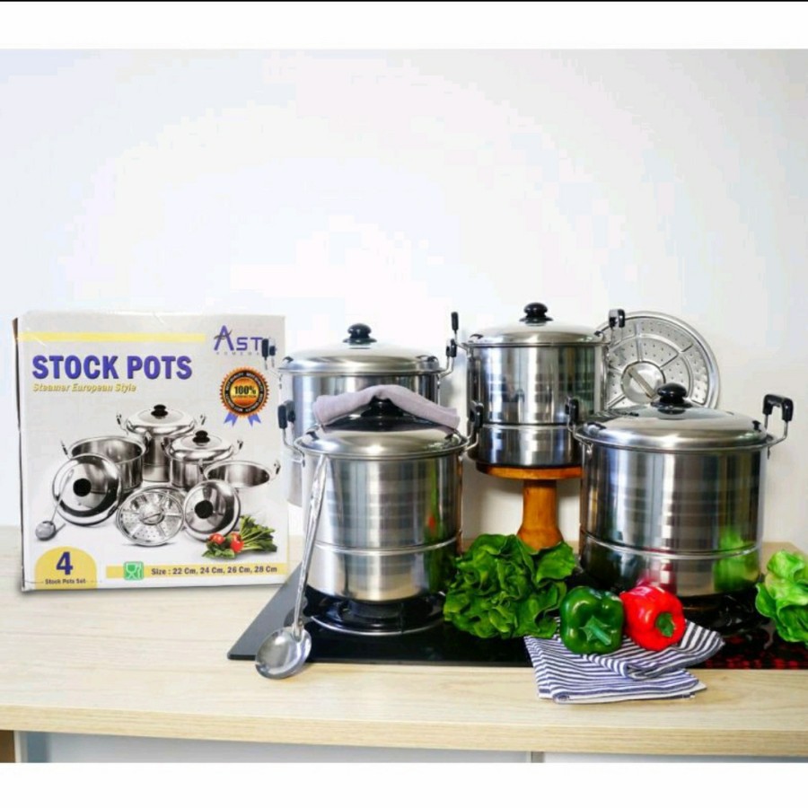 Jual Panci Steamer Stainless Set 22 - 28cm Asta Stock Pot European ...