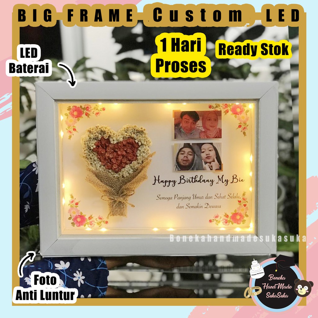 Jual Frame Edelweis 3D Custom Ukuran 34x24x3 cm untuk Kado Wedding ...