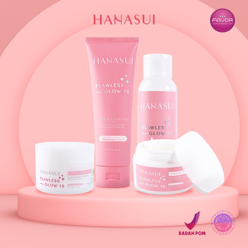 Jual Hanasui Flawless Glow 10 Series - Gentle Cleanser, Essence, Day ...
