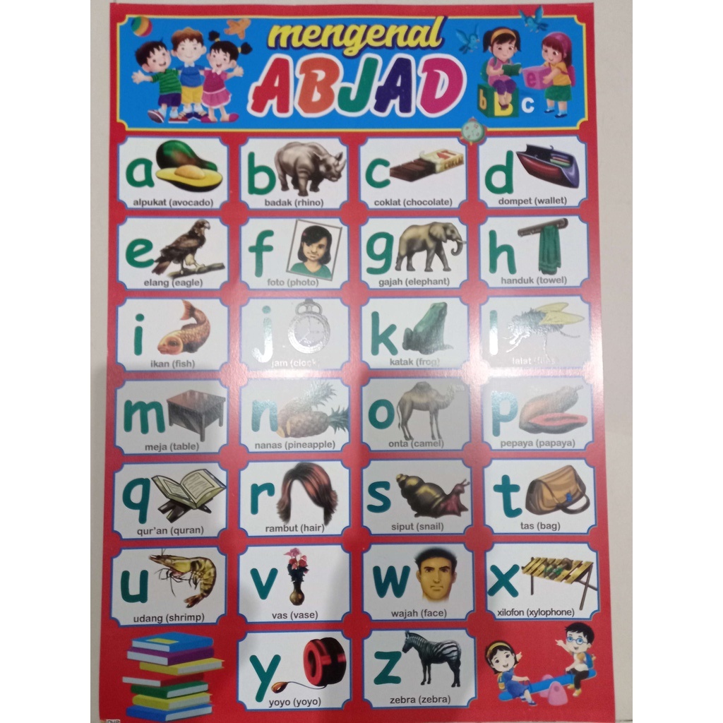 Jual Poster Tema Huruf Abjad + Ilustrasi Gambar | Shopee Indonesia