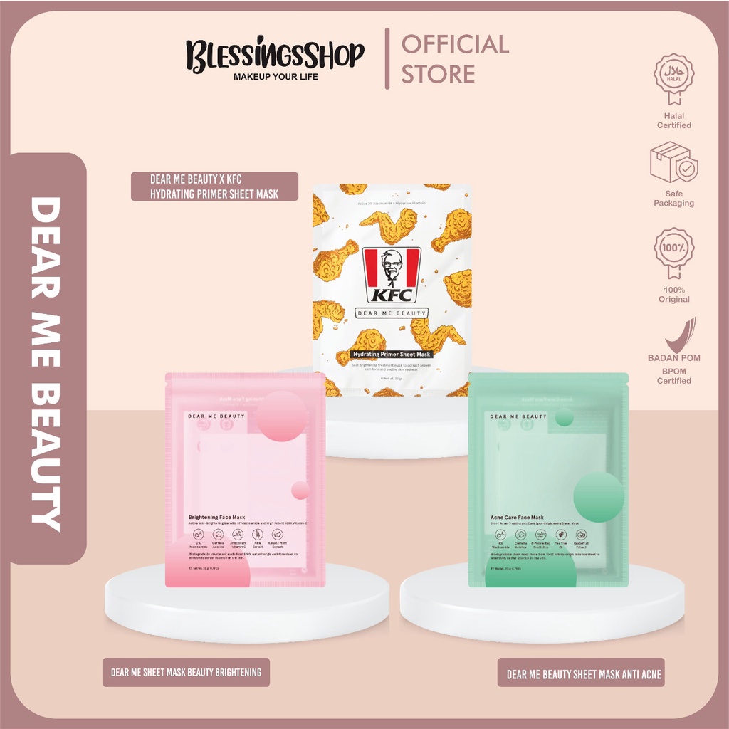 Jual Dear Me Beauty Acne Care Sheet Mask | Dear Me Beauty Brightening ...