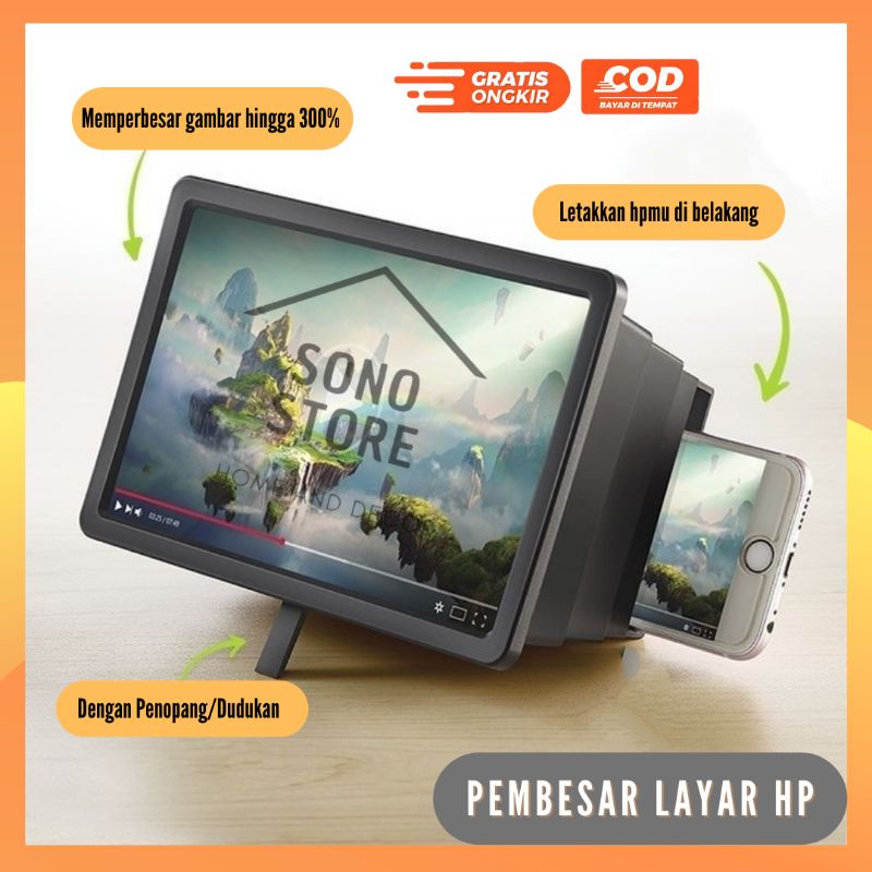 Jual Kaca Pembesar Layar Hp Smartphone 3D Portable Enlarged Screen ...