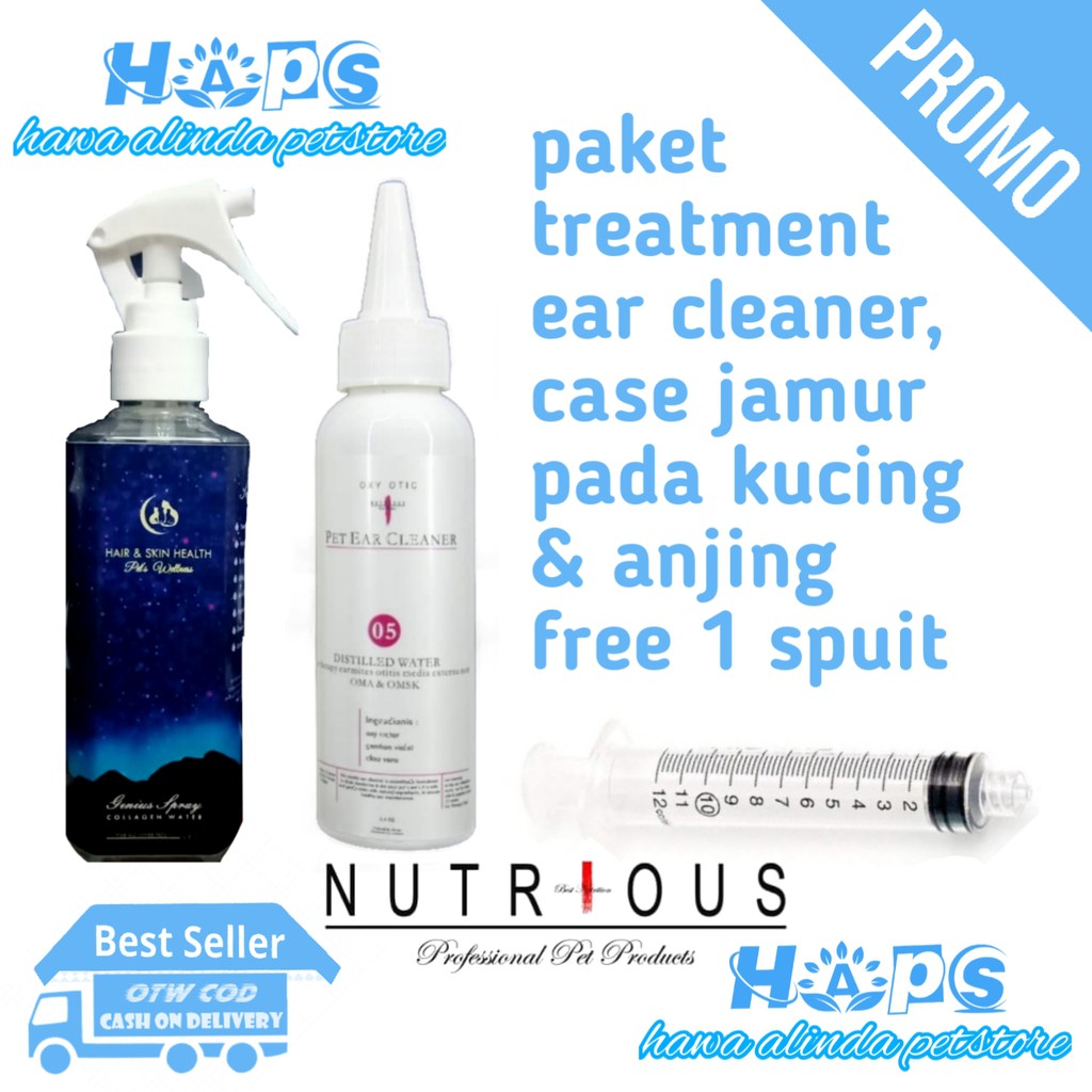 Jual genius spray dan oxy otic pet ear cleaner treatment jamur pada ...