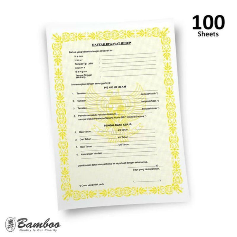 Jual Blanko CV/ Daftar Riwayat Hidup/ Surat Lamaran Kerja | Shopee ...