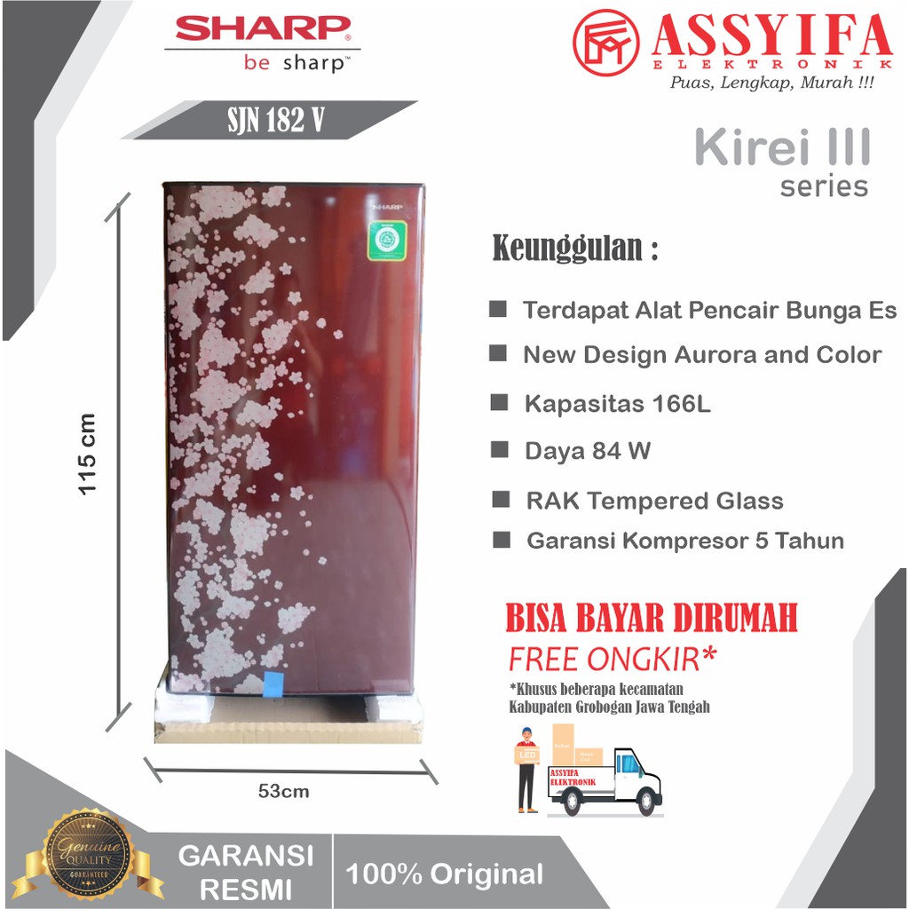 Jual KULKAS SHARP 1 PINTU SJ 182 V BARU GARANSI RESMI 100% ORIGINAL ...