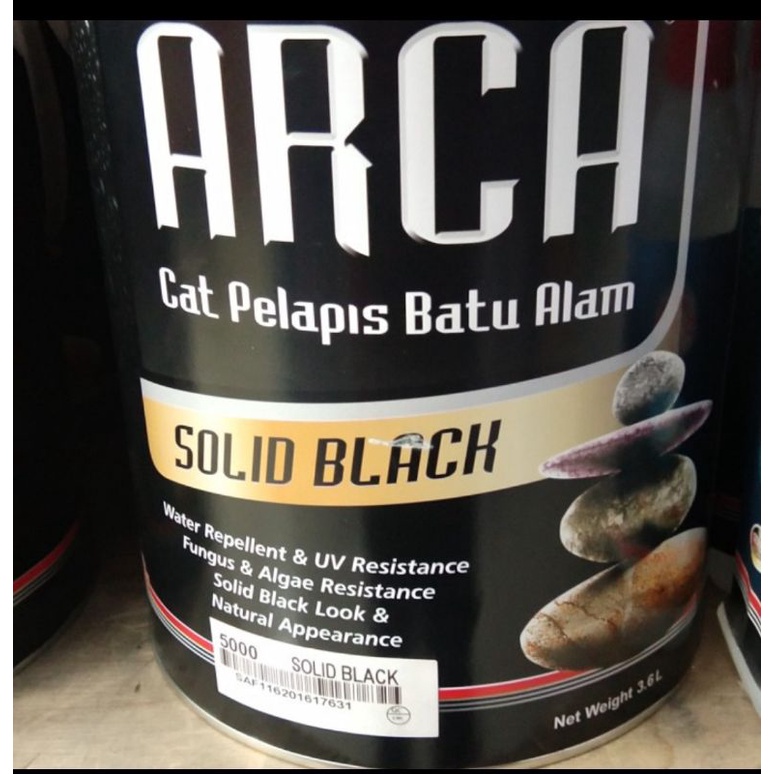 Jual Arca Cat Pelapis Batu Alam Solid Black 3.6 Ltr | Shopee Indonesia