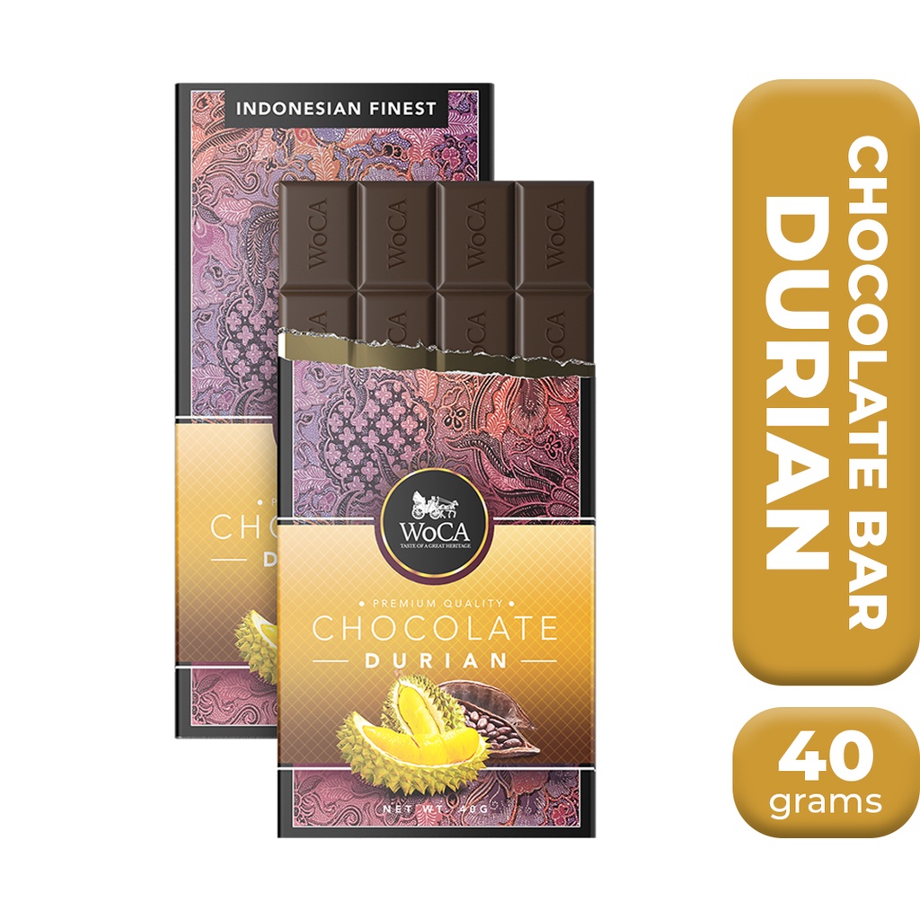 Jual WoCA Cokelat Durian Premium Chocolate Bar 40 gram | Shopee Indonesia