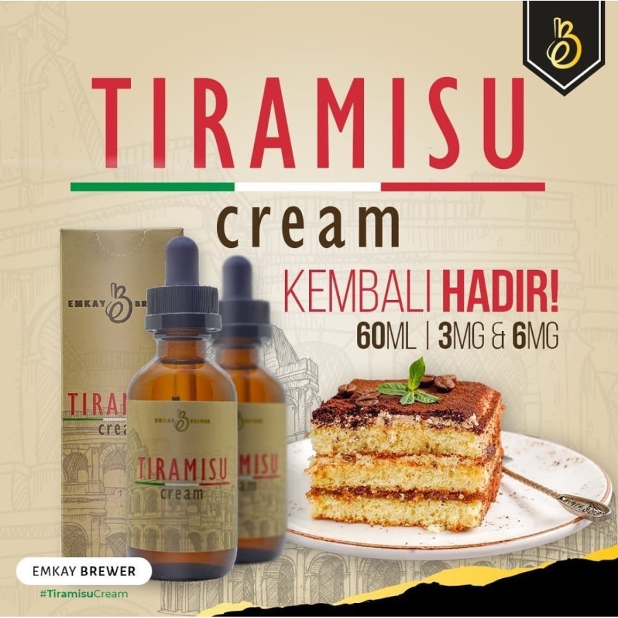 Jual TIRAMISU CREAM 60ML 6MG BY EMKAY E-LIQUID VAPORIZER | Shopee Indonesia