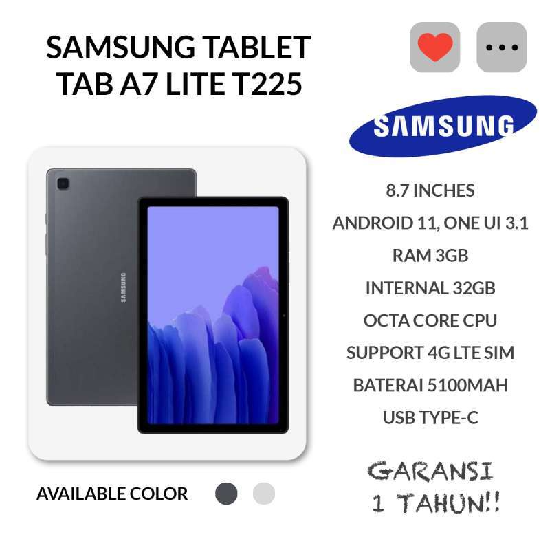 Jual SAMSUNG GALAXY TAB A7 LITE LTE T225 GARANSI RESMI | Shopee Indonesia