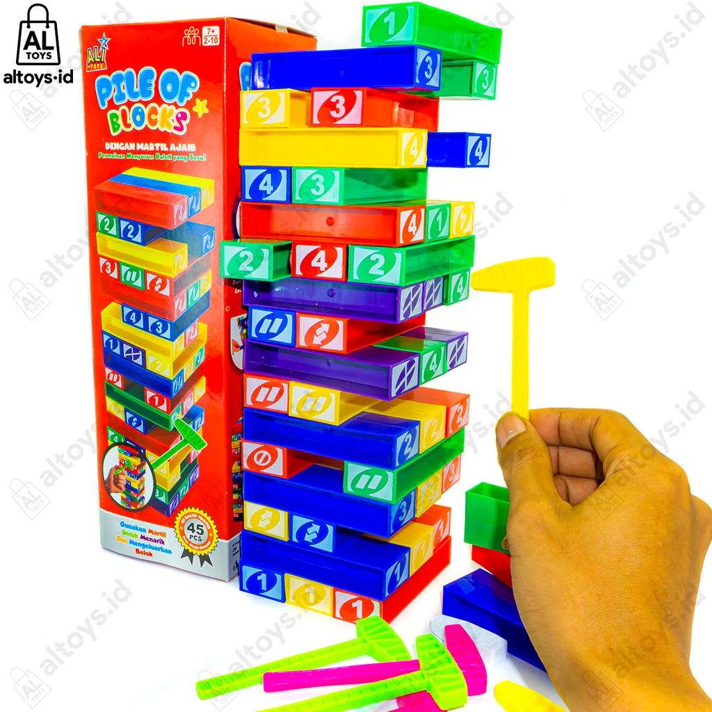 Jual Pile Of Block Mainan Edukasi Susun Balok 3in1 Puzzle Block Domino ...