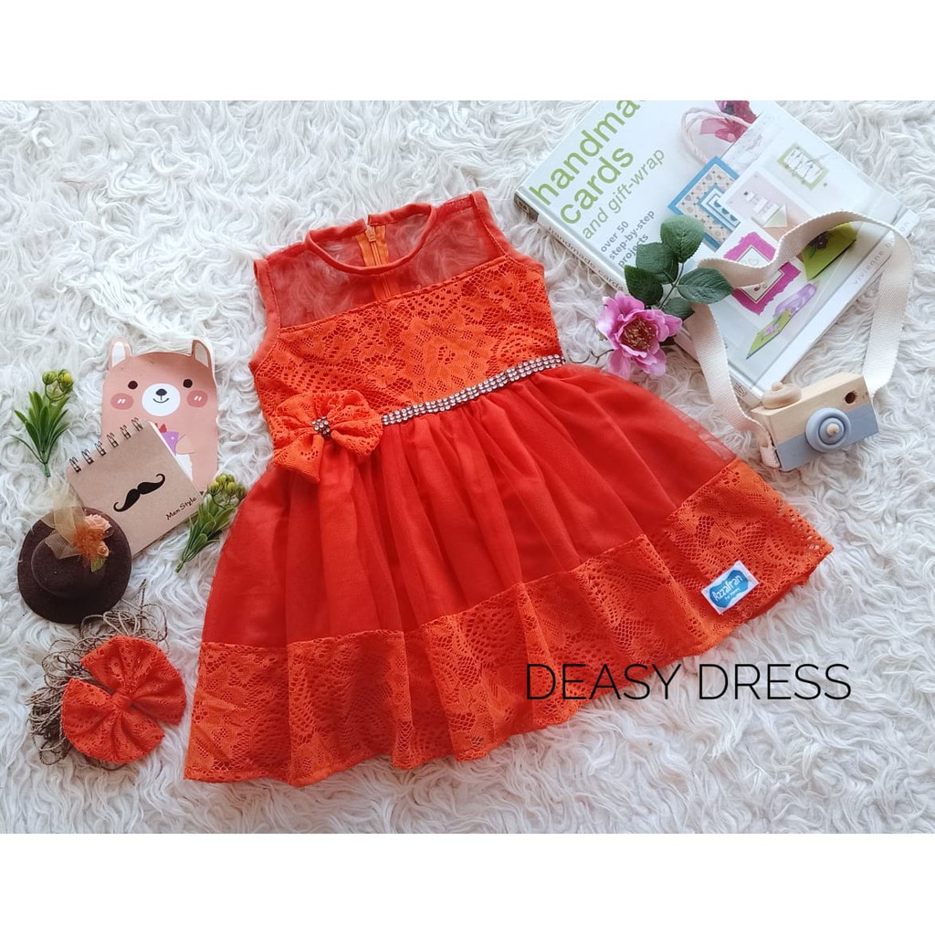 Jual DRESS MODEL DEASY ANAK WARNA ORANGE 10 TAHUN (READY STOCK ...