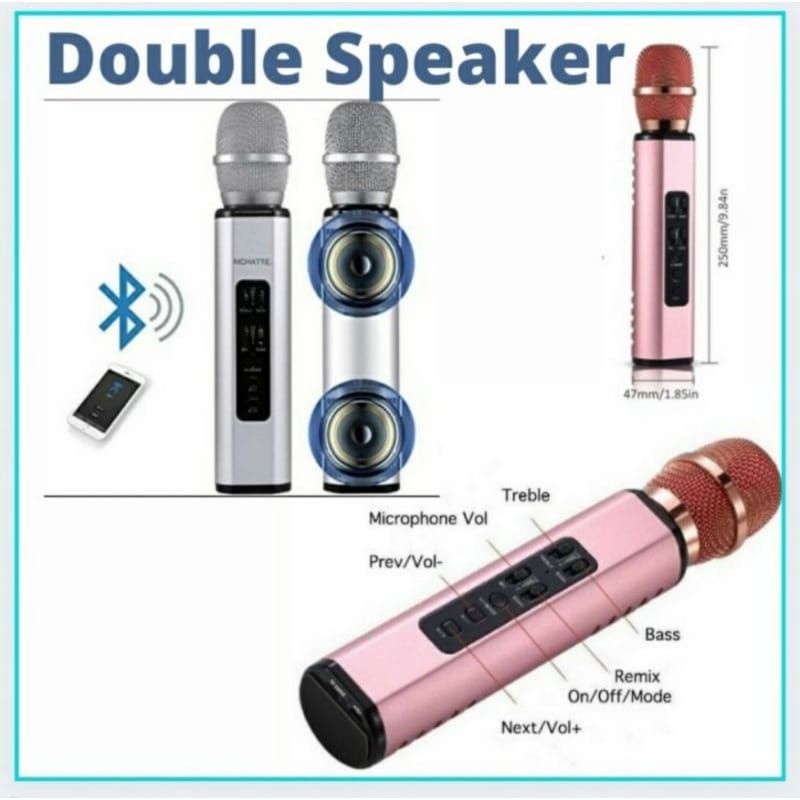 Jual Mic Wireless Bluetooth K6/Microphone Karaoke Stereo Sound player ...