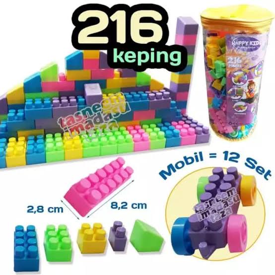 Jual Lego Balok Kreatif Happy Kids Building Besar Blok Balok Susun 216 Pcs | Shopee Indonesia