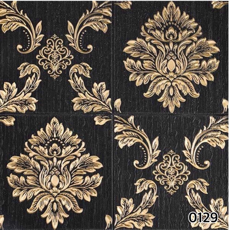 Jual Wall Panel Foam Sticker Alumunium Foil Back Batik Emas Hitam Bata ...