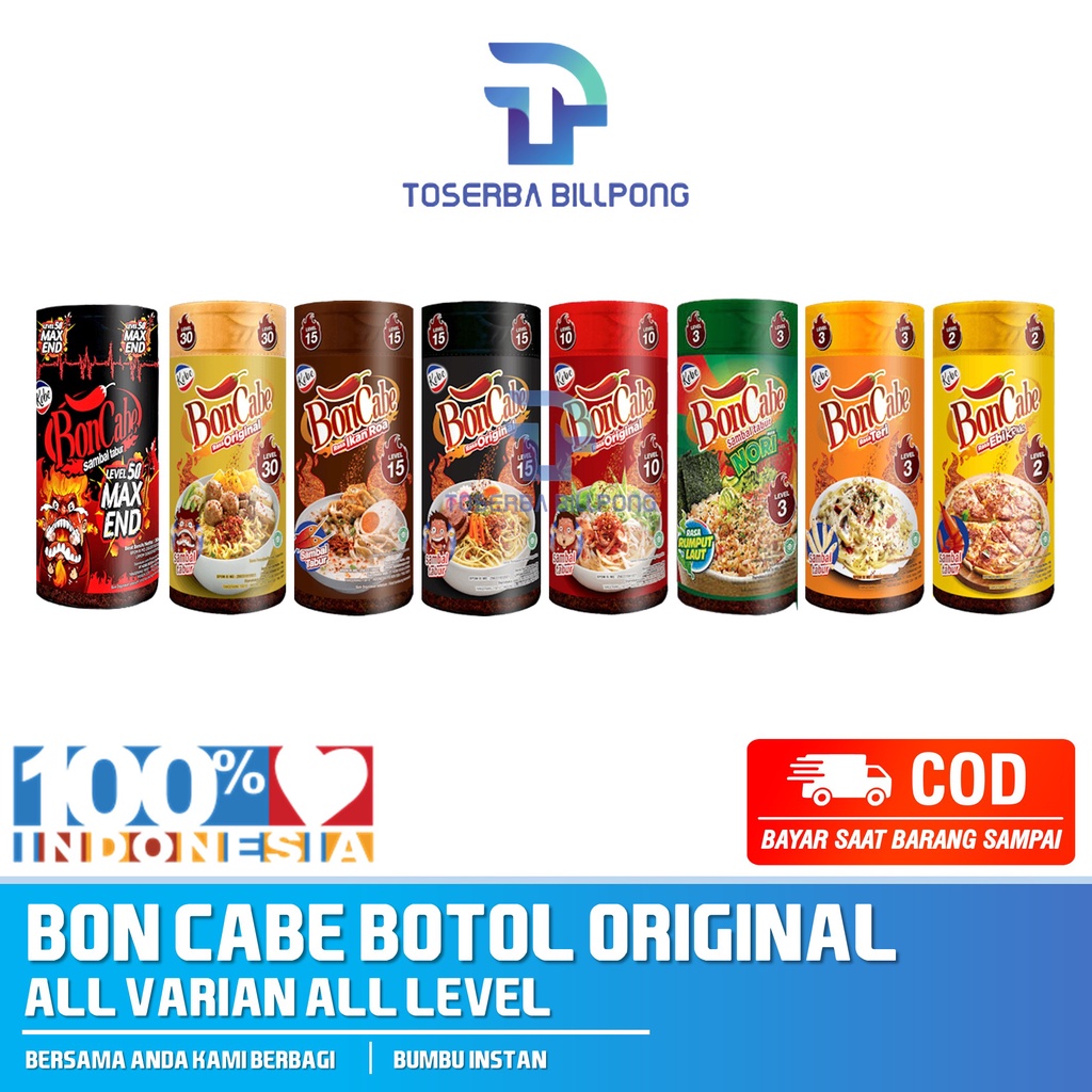 Jual Bon Cabe Botol Level 50 30 15 10 Roa Teri Nori Ebi Kriuk boncabe ...