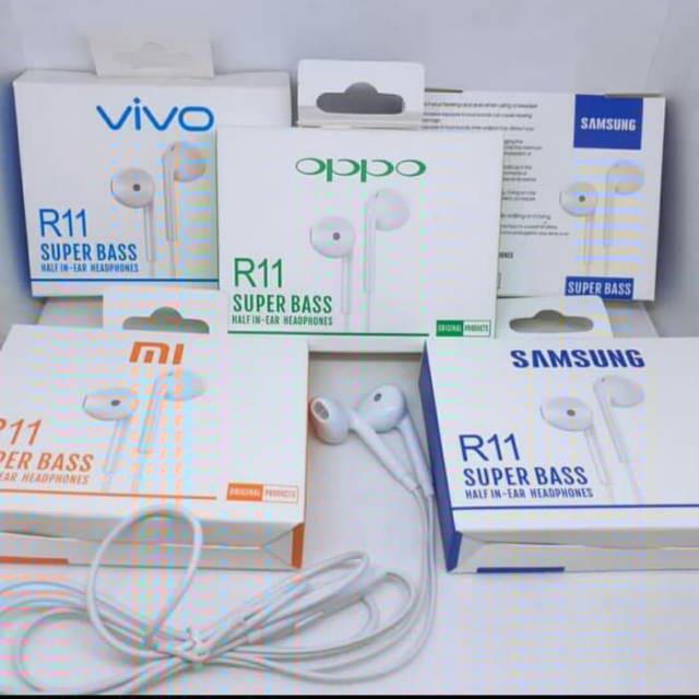 Jual HEADSET/HANDSFREE OPPO VIVO SAMSUNG XIAOMI BRANDED R11 DUS BESAR | Shopee Indonesia