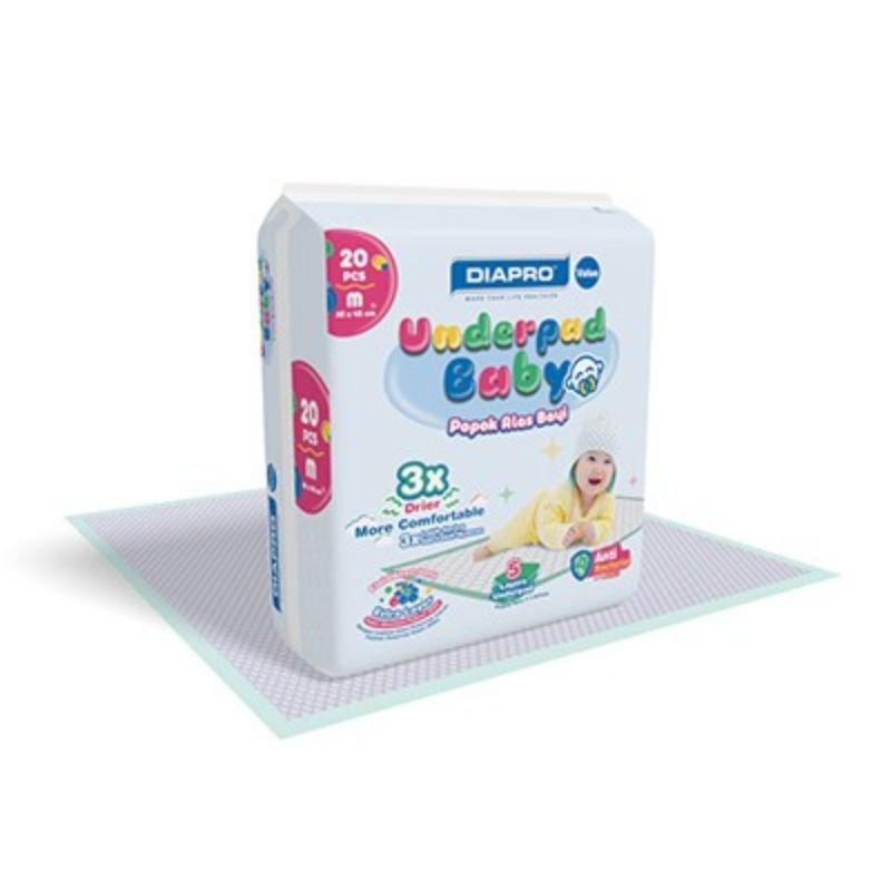 Jual DIAPRO Baby Underpad Perlak Ukuran 60x45cm 1 pack isi 20 lembar ...