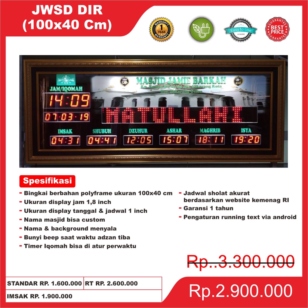 Jual Jam waktu sholat digital, jam masjid, jam sholat murah Tipe D ...