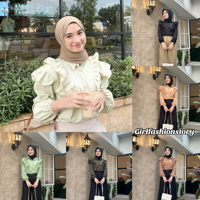 Jual BEFAST - ZFS OOTD Blouse ERIKO / LELANA WRAP BUTTON RUFFLE SHIRT / Blouse Crincle Model ...