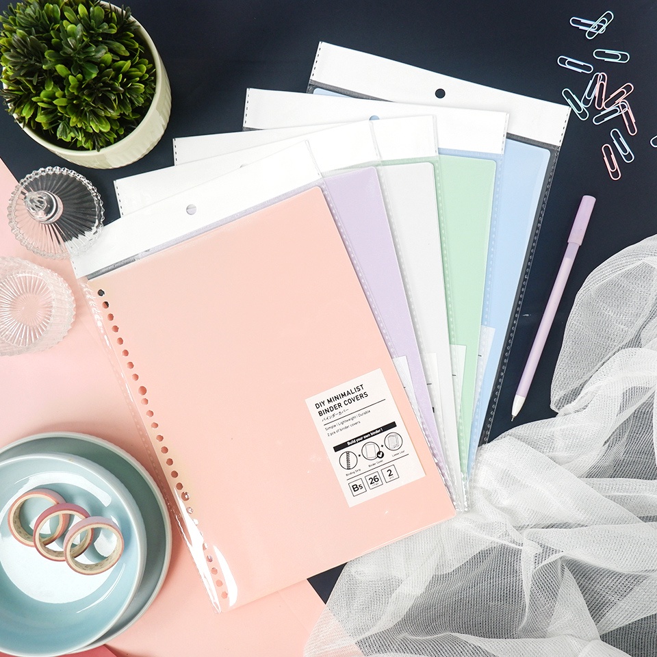 Jual DIY Minimalist Binder Covers Sampul Penutup Macaron Panmomo 2 Pcs ...