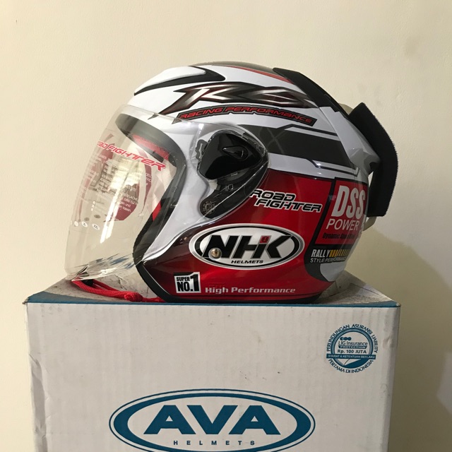 Jual Helm NHK R6 White Grey Red Road Fighter Putih Abu Merah | Shopee ...