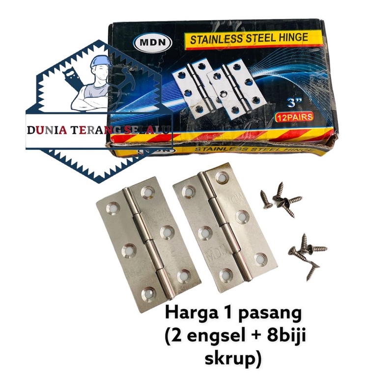 Jual ENGSEL TIPIS Stainless MDN 3'' 3inch - Engsel Stenles Tipis Mini ...