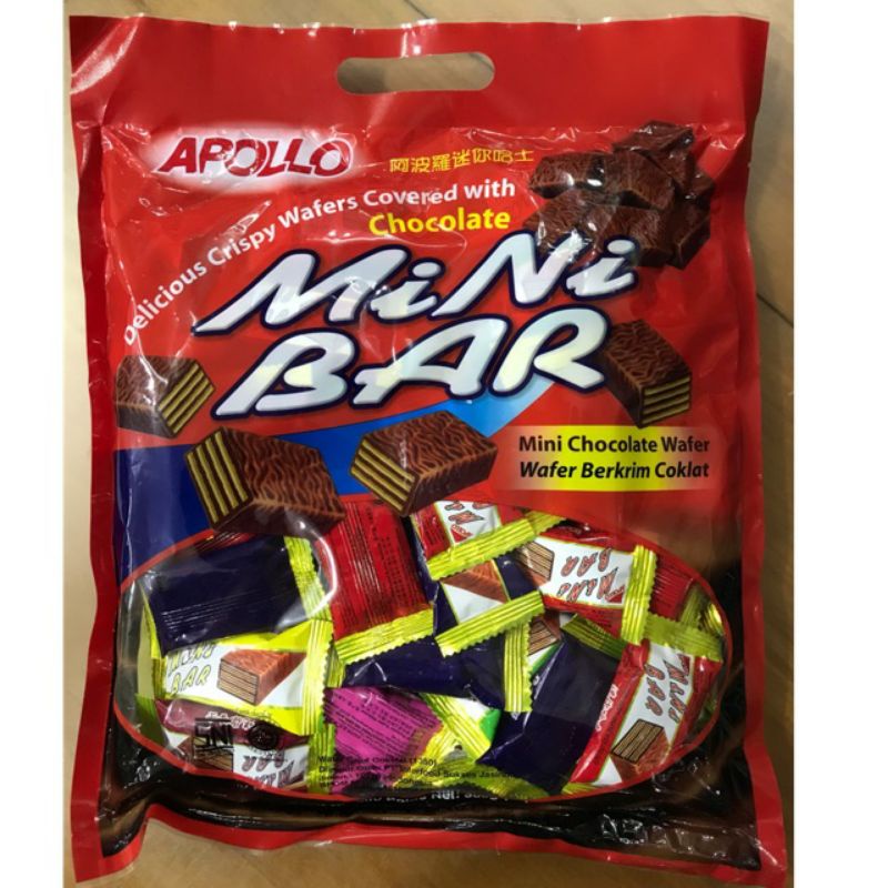 Jual SNACK WAFER APOLLO MINI BAR 1 PACK 50PCS , SNACK WAFER COKLAT MINI ...