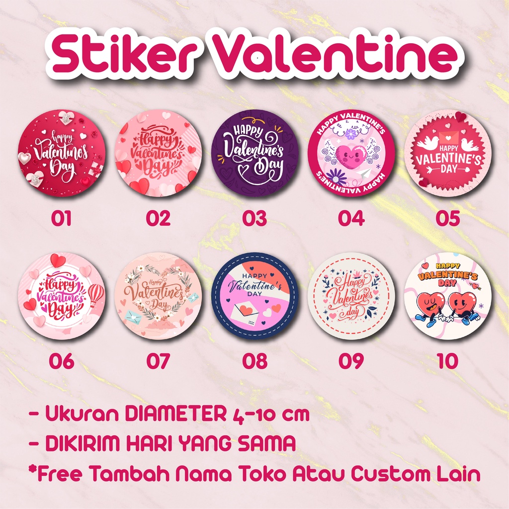 Jual Stiker Valentine / Stiker Valentine Bulat / Stiker Label Valentine ...