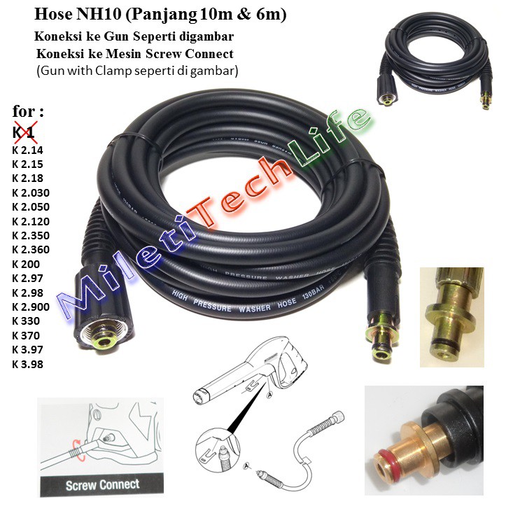 Jual Selang Hose NH10 Panjang 10meter WP.130bar BP.Max400bar for Selang ...