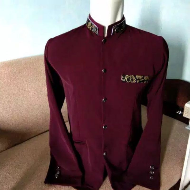 Jual jasko polos lengan panjang/ jasko kombinSi batik | Shopee Indonesia