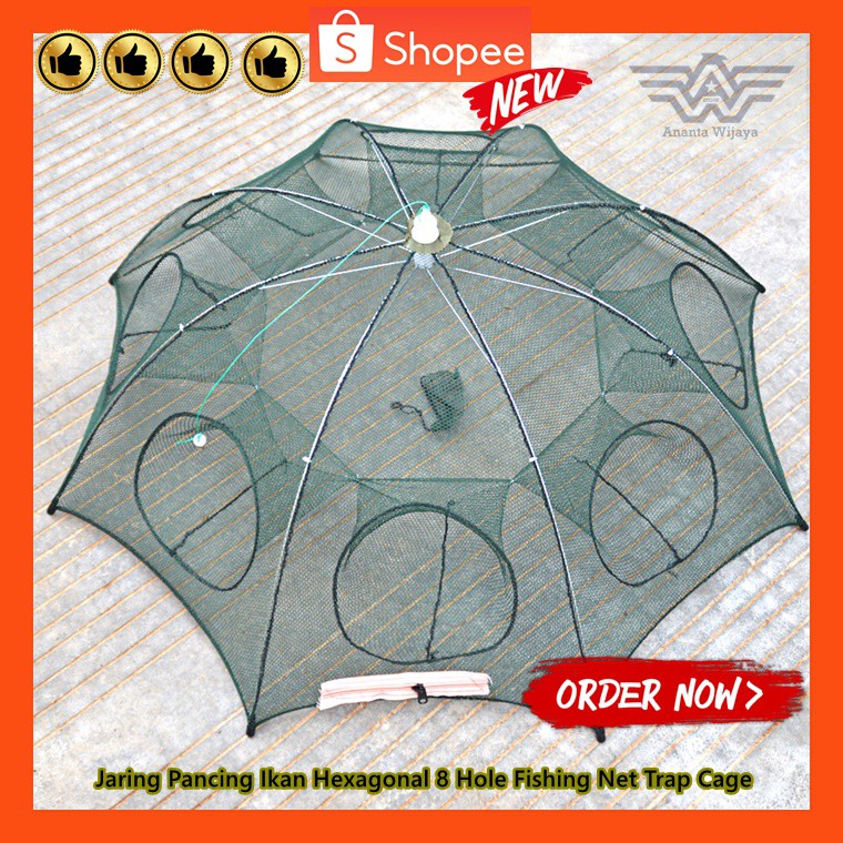 Jual Jaring Pancing Ikan Hexagonal 8 Hole Fishing Net Trap Cage ...