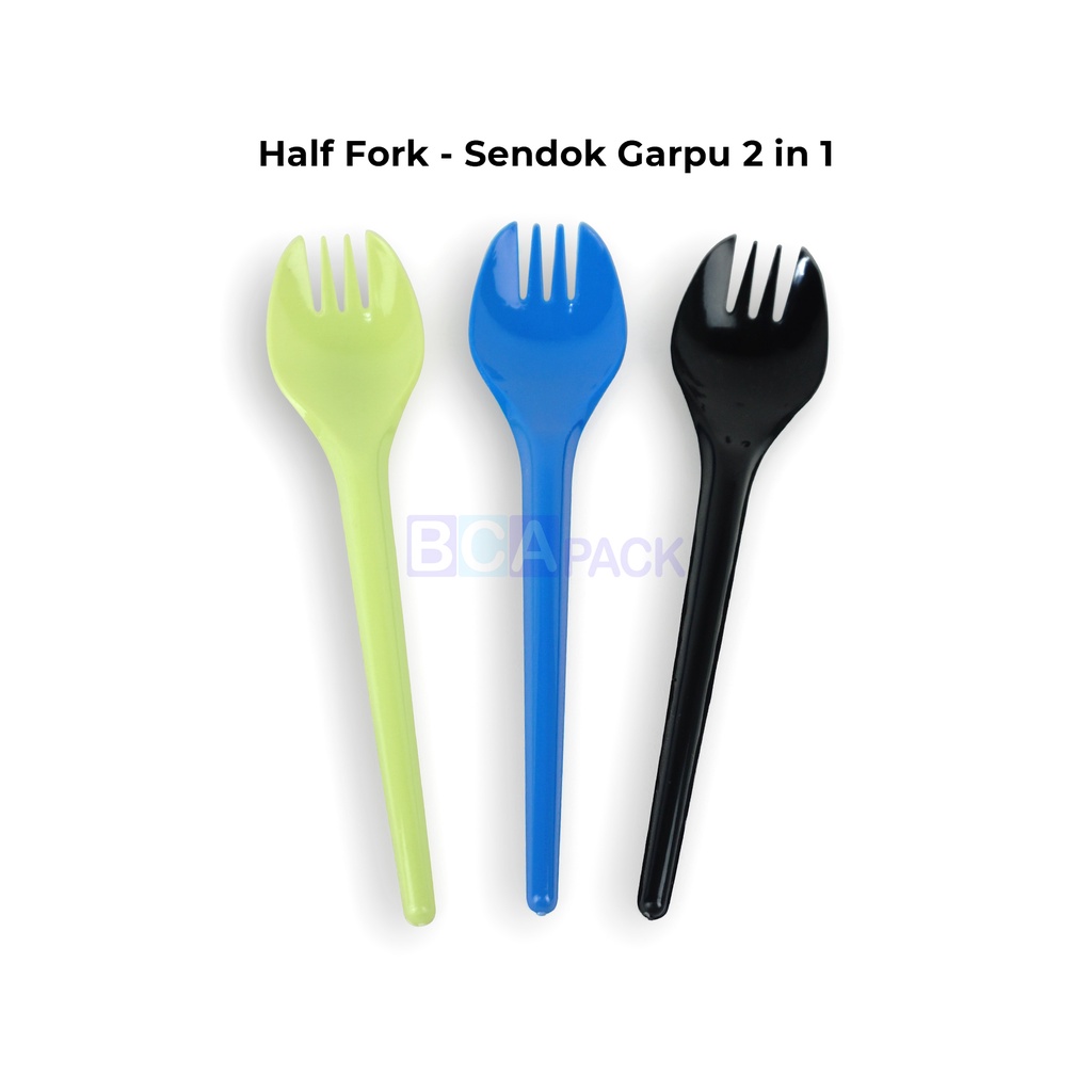Jual Half Fork - Premium Warna - Sendok Garpu 2 in 1 Halffork isi 25 ...