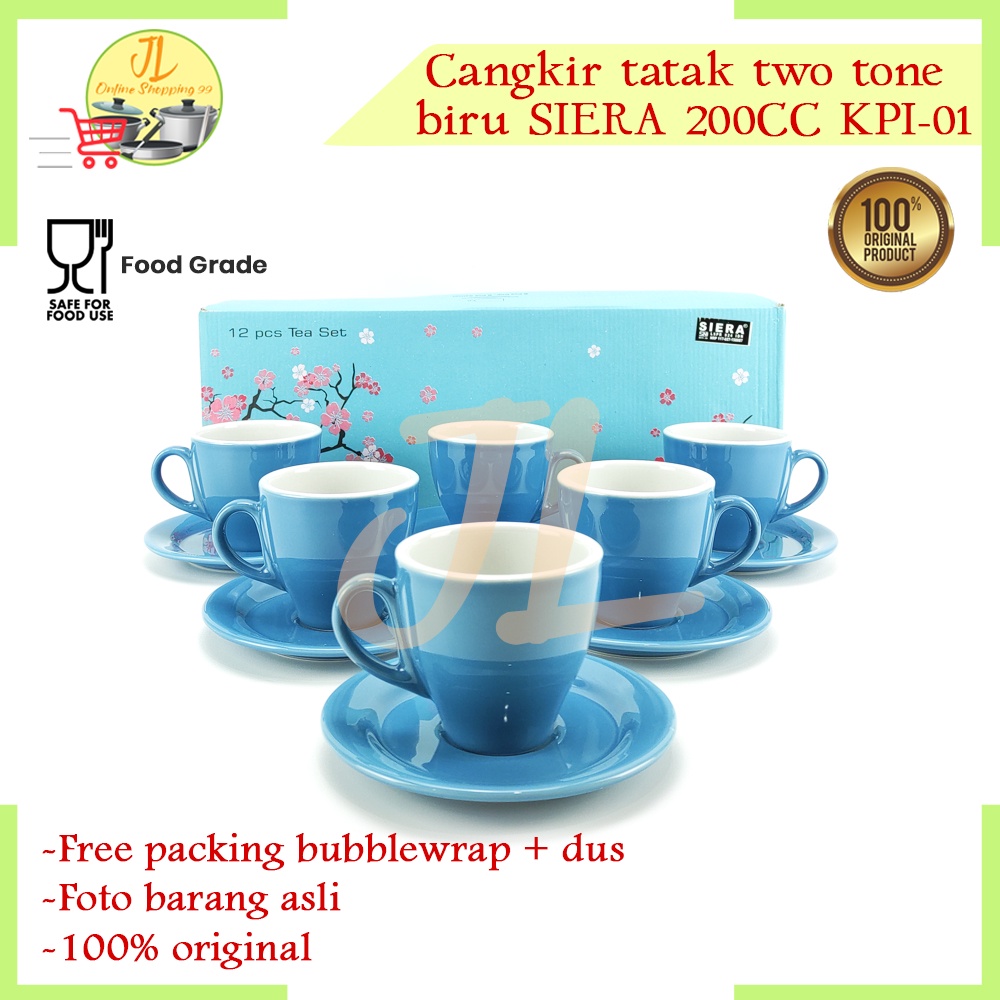 Jual tea cup /gelas cappucino / cangkir kopi set 6 pasang / KPI-01 Biru ...