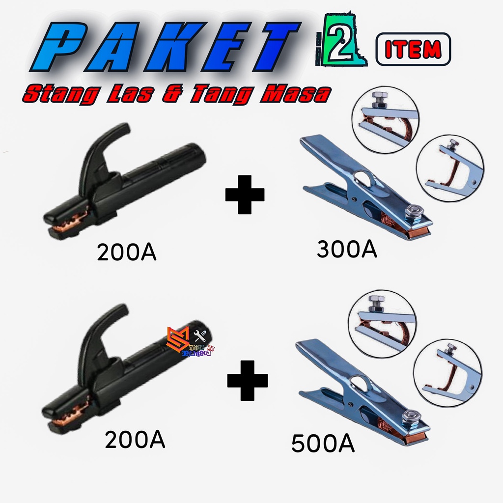 Jual PAKET SET tang las & tang masa 300A - 500A stang las listrik // PAKET 2 ITEM stang las ...