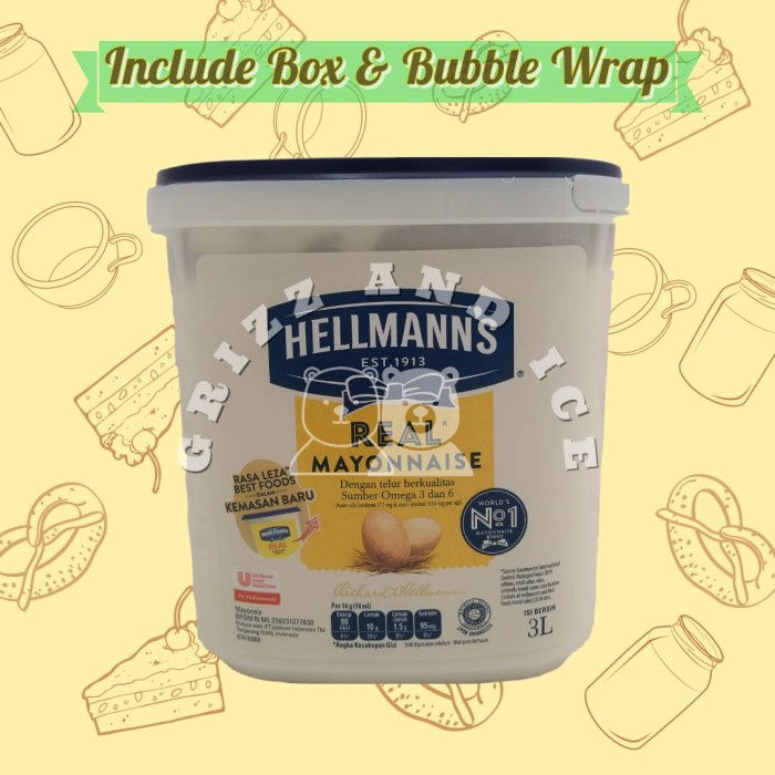 Jual Hellmanns Real Mayonnaise 3L Hellmann's Real Mayonaise Real Mayo ...