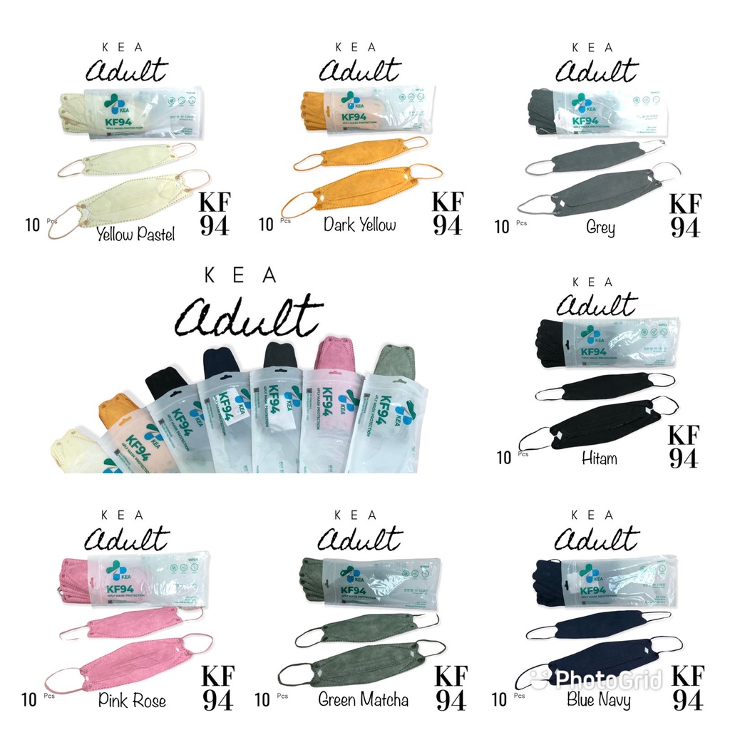 Jual 10 Pcs | Masker DEWASA KF94 KEA Warna 4Ply Disposable Korean Mask ...