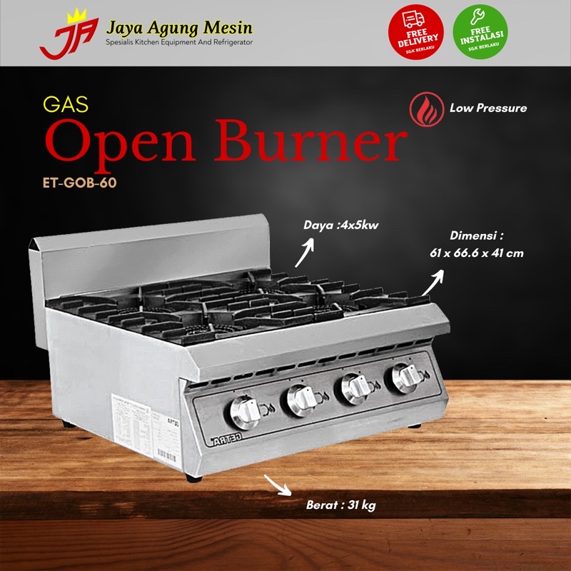 Jual Gas open Burner getra ET GOB 60 / Gas Open Burner 4 Tungku ET-GOB ...