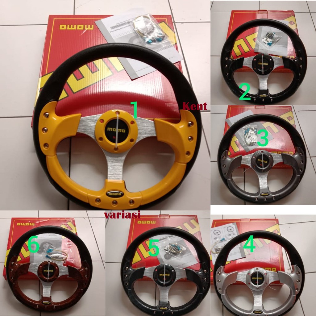 Jual Stir Racing Momo ukuran 13 inchi Setir Mobil Hitam Kombinasi ...