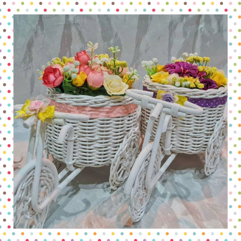 Jual K78A - Keranjang rotan sepeda bulat 12x8.5 cm hampers parcel vas ...