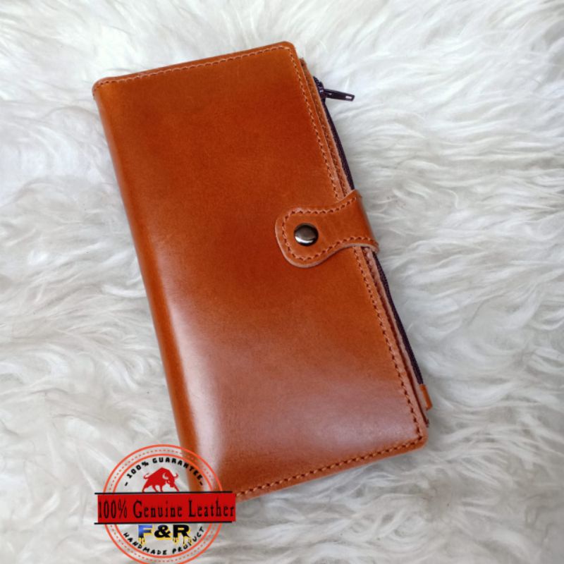 Jual Dompet pria wanita kulit sapi asli model kancing | Shopee Indonesia