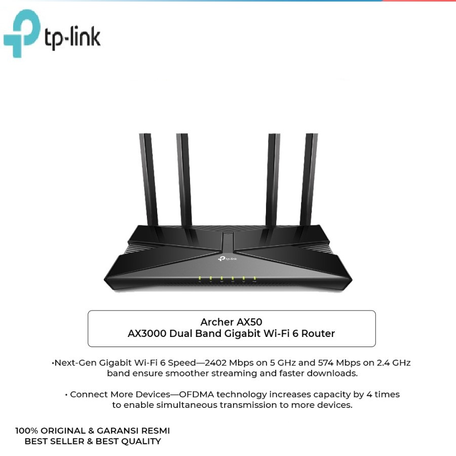 Jual TPLINK Archer AX50 AX3000 Dual Band Gigabit Wifi 6 Router Ver 1.0 ...