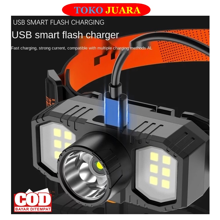 Jual SENTER KEPALA MINI 3 LED 24W + 10W / HEADLAMP USB CHARGEABLE ...