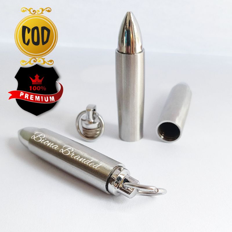 Jual Bandul titanium peluru tabung Bisa di buka tutup, bandul kalung ...