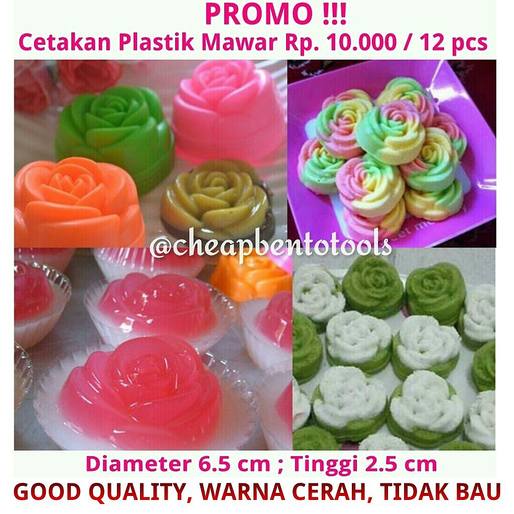 Jual Cetakan Plastik Bunga Mawar PER LUSIN untuk Nasi Puding Jelly Agar ...