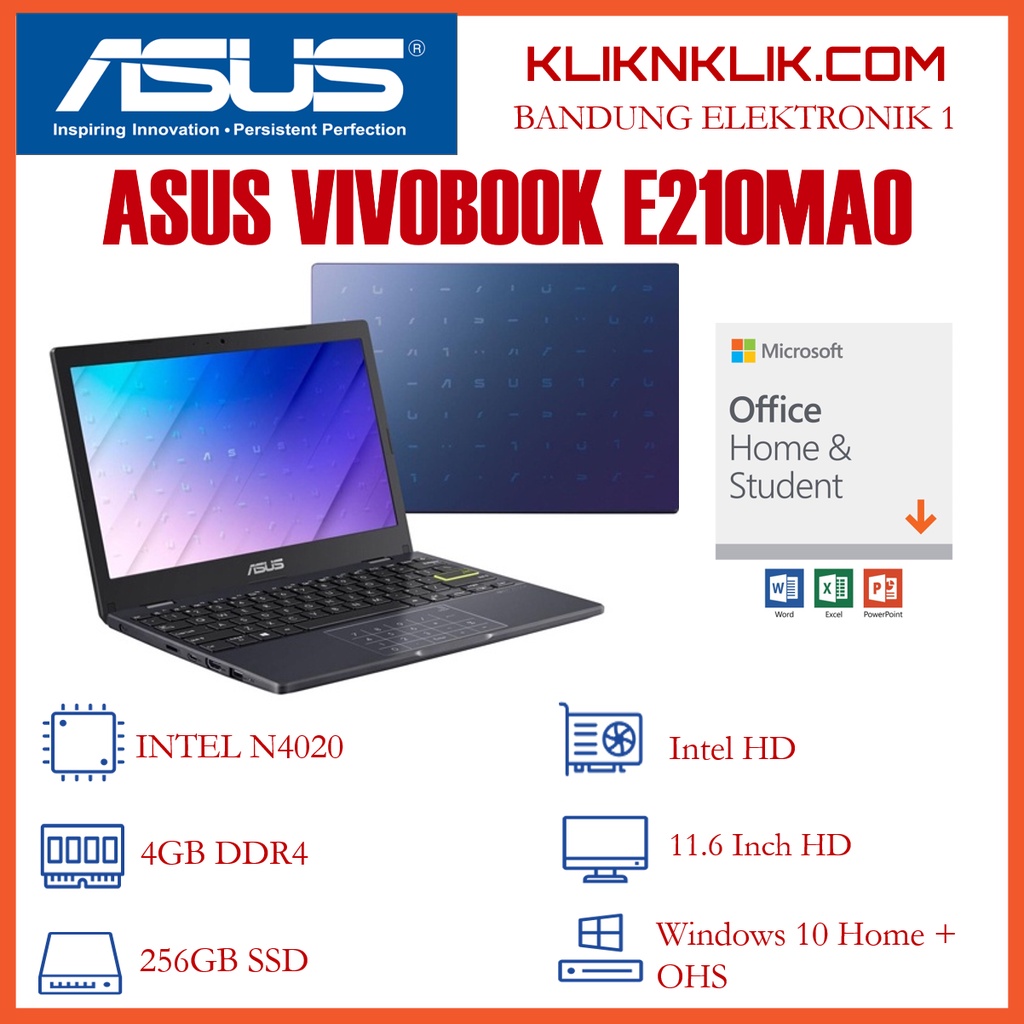 Jual Laptop ASUS E210MAO HD424 Intel N4020 4GB 256GB SSD Intel HD ...